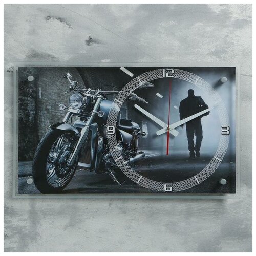 Часы настенные, серия: Транспорт, 'Мотоцикл в ночи', 35х60 см