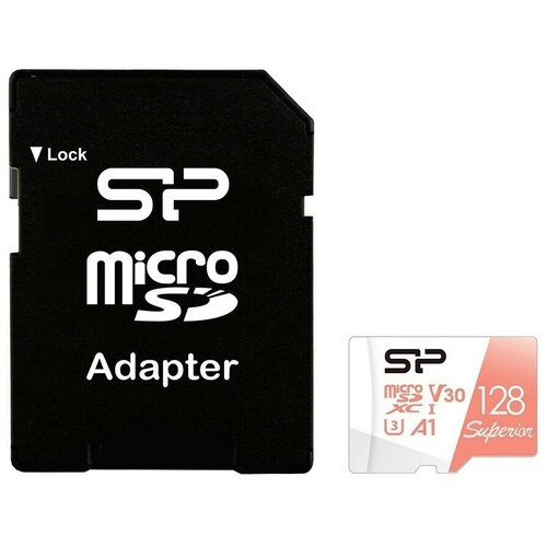 Карта памяти 128Gb MicroSD Silicon Power Superior + SD адаптер (SP128GBSTXDV3V20SP)