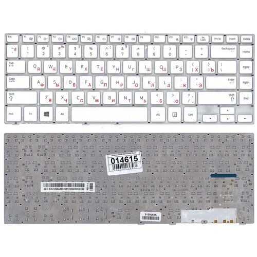 Клавиатура для ноутбука Samsumg BA75-04346C белая без рамки, плоский Enter