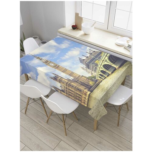 Скатерть прямоугольная JoyArty на кухонный стол "Биг-Бен над рекой" из оксфорда, 120x145 см