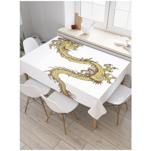 Скатерть прямоугольная JoyArty "Золотой дракон" из сатена, 180x145 см