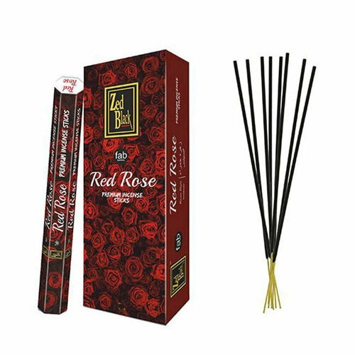 RED ROSE fab series Premium Incense Sticks, Zed Black (красная роза премиум благовония палочки, Зед Блэк), уп. 20 палочек.