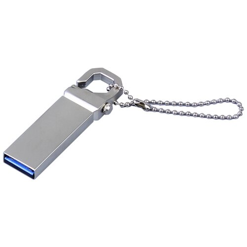 Компактная металлическая флешка с прямоугольным отверстием (16 GB USB 2.0 Серебро Mini035 Корпоративный сувенир фирменный лого Новый Год)