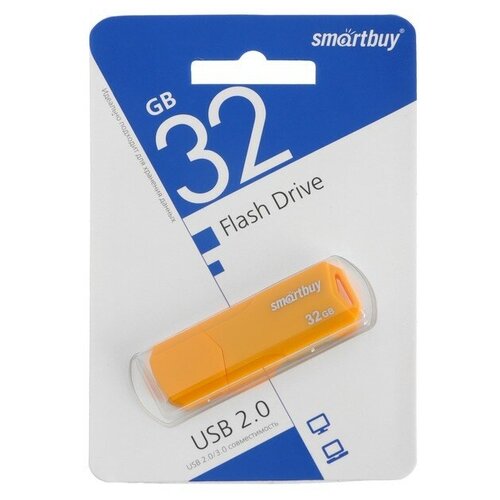 Флешка SmartBuy CLUE Yellow, 32 Гб, USB 2.0, чт до 25 Мб-с, зап до 15 Мб-с, жёлтая