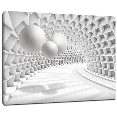 Картина Уютная стена "Белые шары в сетчатом туннеле" 80х60 см