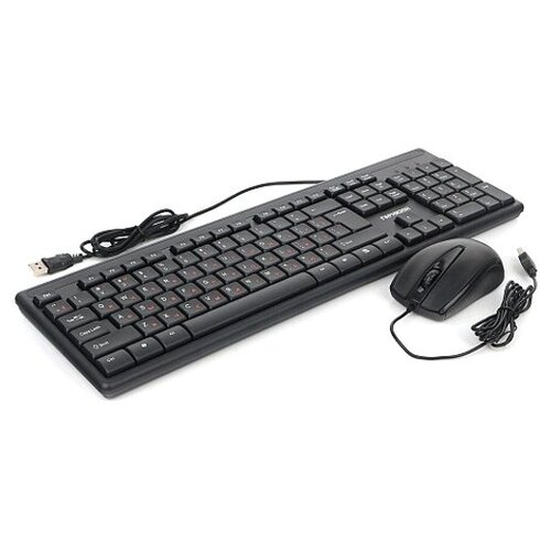 Клавиатура и мышь Гарнизон GKS-126, 104 клавиши, 3 кнопки, кабель 1.5м, черный