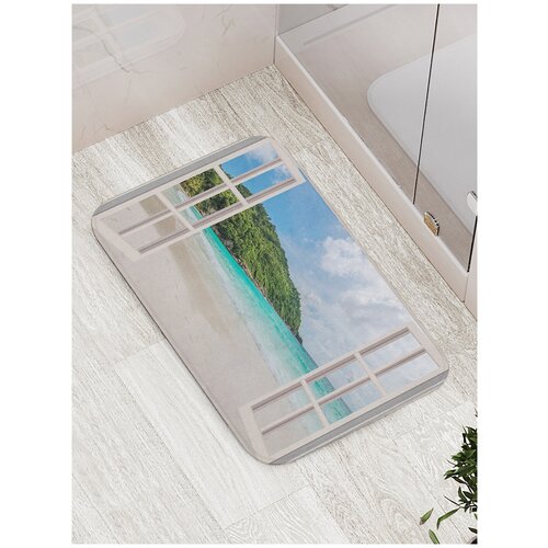 Коврик JoyArty противоскользящий "Окно в море" для ванной, сауны, бассейна, 77х52 см