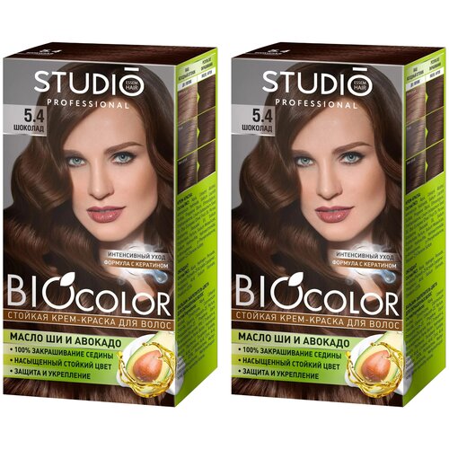 Essem Hair Studio Professional BioColor стойкая крем-краска для волос 2 шт, 5.4 шоколад