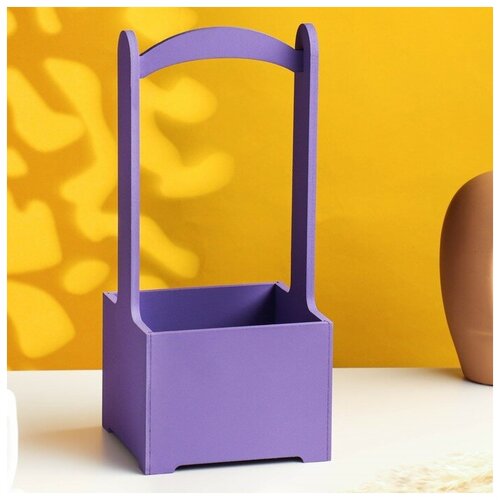 Кашпо - ящик деревянный 13,5х13,5х30 см см фиолетовый