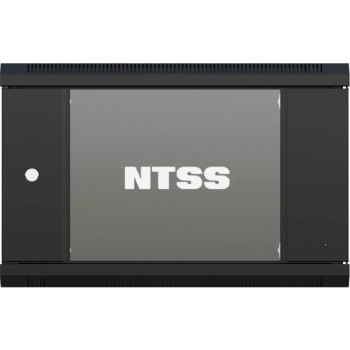 Шкаф коммутационный NTSS (NTSS-W9U6045GS-BL) настенный 9U 570x450мм пер. дв. стекл 60кг черный 20кг