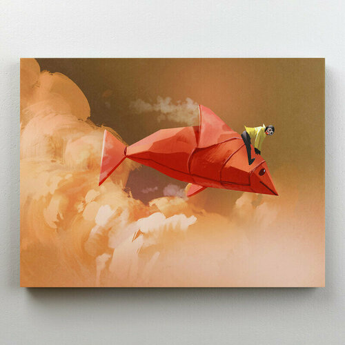 Интерьерная картина на холсте "Мальчик летает в небе во сне" размер 40x30 см