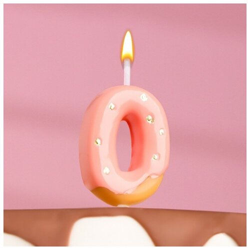 Свеча в торт "Клубничная глазурь", цифра "0", розовая
