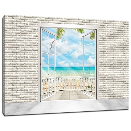 Картина Уютная стена "Терраса с видом на море" 90х60 см