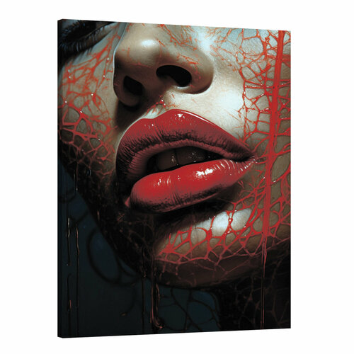 Интерьерная картина 50х70 "Женщина с красными губами"