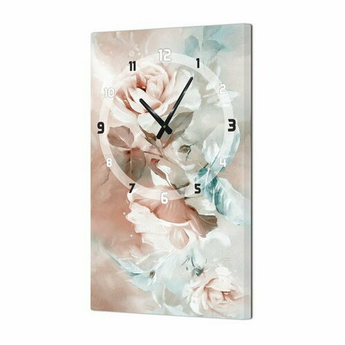 Часы-картина настенные, серия: Интерьер, "Цветы", плавный ход, 35 x 60 см