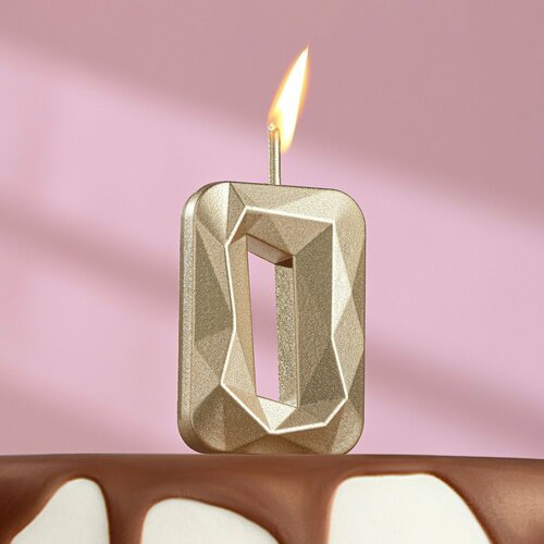 Свеча в торт на шпажке «Алмаз», цифра "0", шампань, 4,5 см