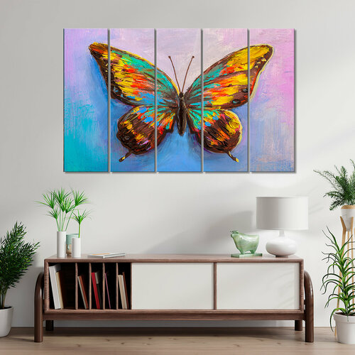Модульная картина/Модульная картина на холсте/Модульная картина в подарок/ Бабочка маслоМ- Butter Butterfly125х80