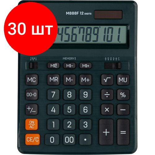 Комплект 30 штук, Калькулятор настольный полноразм. Deli EM888F, 12-р, дв. пит,202x159мм, т-зел