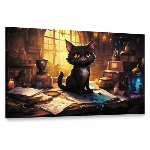 Интерьерная картина 100х60 "Кот и его волшебные глаза"