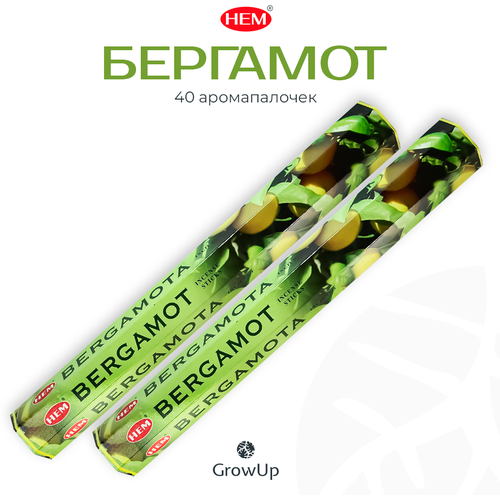 HEM Бергамот - 2 упаковки по 20 шт - ароматические благовония, палочки, Bergamot - Hexa ХЕМ