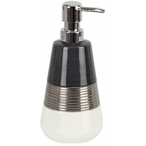 Дозатор для жидкого мыла Primanova D-20460 LUCAS SILVER, цвет серый, материал керамика, настольный, объем 250 мл, размер 9x9x20,5 см