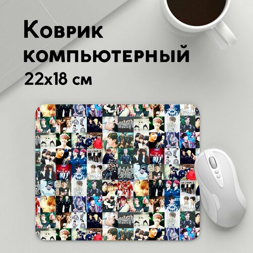 Коврик для мышки прямоугольный 220x180x3мм / K pop / BTS Collage