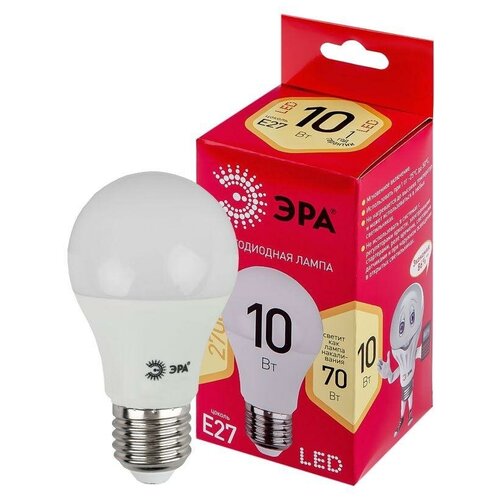Лампа светодиодная RED LINE LED A60-10W-827-E27 R 10Вт A60 груша 2700К тепл. бел. E27 | код. Б0049634 | Эра (50шт. в упак.)