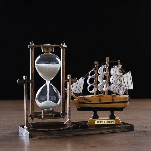 SUI Песочные часы "Фрегат", сувенирные, 15.5 х 6.5 х 12.5 см, микс