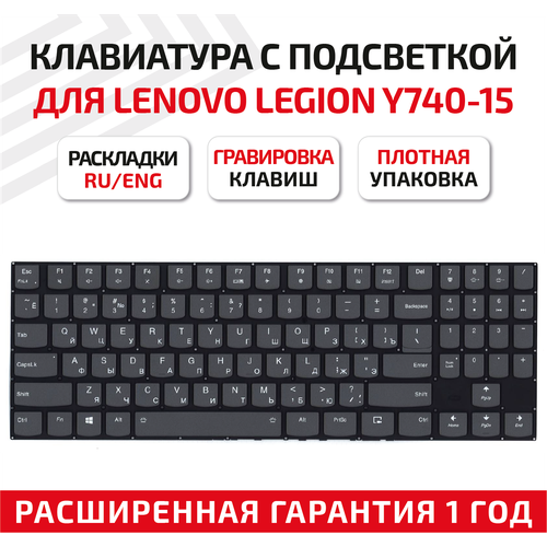 Клавиатура (keyboard) PD4Y для ноутбука Lenovo Legion Y740-15, Legion Y740-15ICHg, Y740-15IRH, Y740-15IRHg, черная с подсветкой