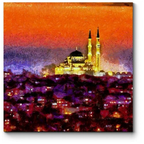 Модульная картина Сияющий Стамбул ночью 40x40