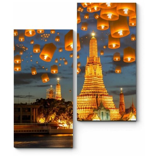 Модульная картина Волшебные небесные фонарики, Бангкок 50x63