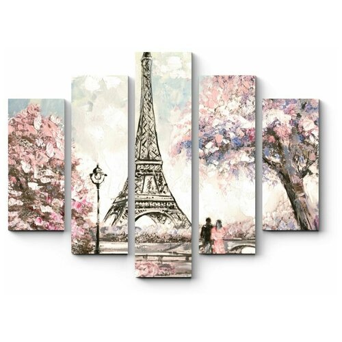 Модульная картина Город любви весной, Париж 105x84