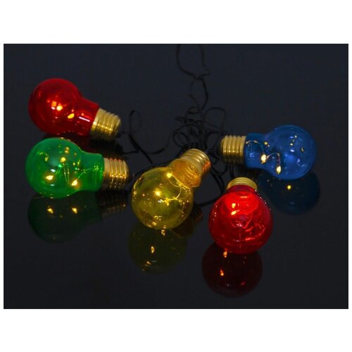 Гирлянда из лампочек 5 разноцветных ламп, 1 м, таймер, батарейки, уличная, STAR trading