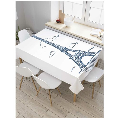 Скатерть прямоугольная JoyArty на кухонный стол "Облачная парижская башня" из оксфорда, 120x145 см