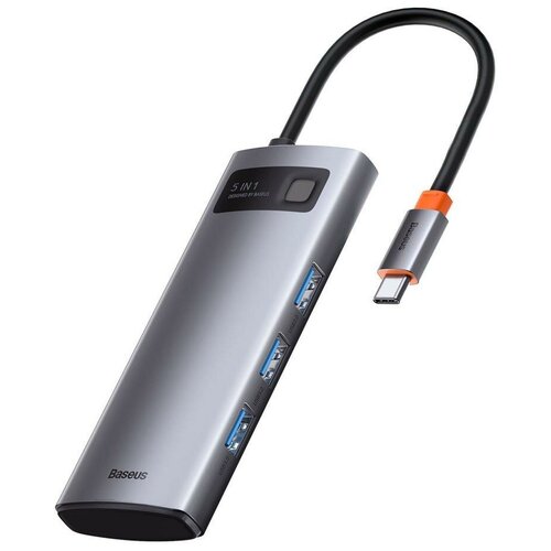 USB-концентратор Хаб Hub Baseus Metal Gleam Series 5 в 1 CAHUB-CX0G (Space Grey) Type-C(PD), HDMI, 3xUSB 3.0.