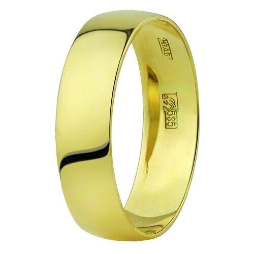 Кольцо обручальное Юверос, желтое золото, 585 проба, размер 19, белый