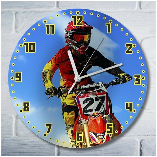 Настенные часы УФ Спорт мотокросс (интерьерная, экстрим, мото, мотоцикл) - 1292