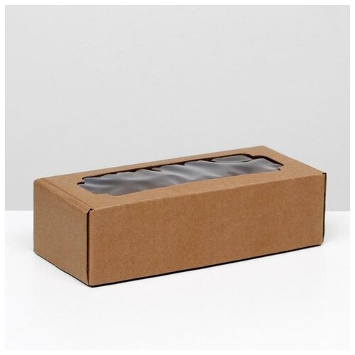 Коробка самосборная, с окном, бурая, 32 х 13 х 9 см./ В упаковке: 5