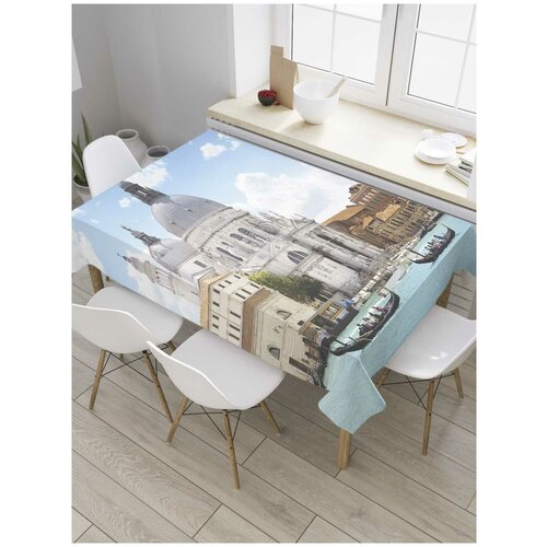 Скатерть прямоугольная JoyArty на кухонный стол "Собор у реки" из оксфорда, 180x145 см