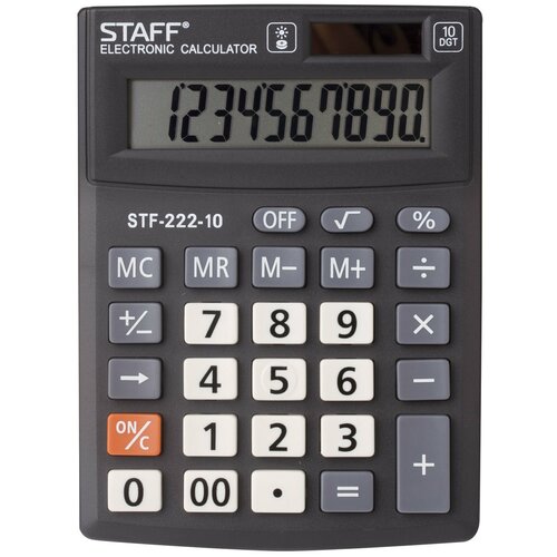 Калькулятор настольный STAFF STF-222-10, черный, 5 шт.