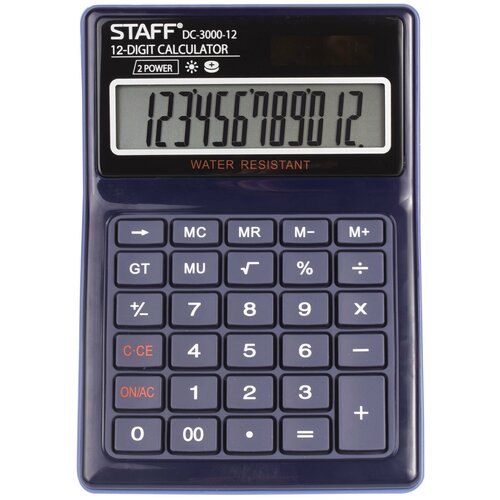 Калькулятор бухгалтерский STAFF DC-3000-12, синий