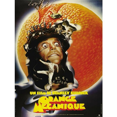 Плакат, постер на холсте Заводной апельсин (A Clockwork Orange, 1971г). Размер 30 х 42 см