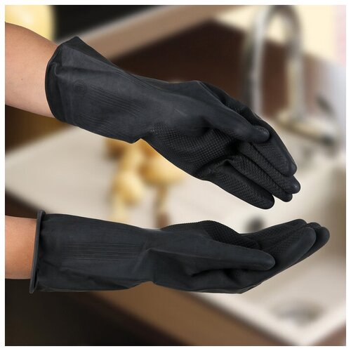 Перчатки Доляна хозяйственные защитные химически стойкие, 1 пара, размер L, цвет черный