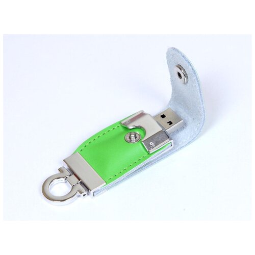 Кожаная флешка брелок для нанесения логотипа (8 Гб / GB USB 2.0 Зеленый/Green 209 VF- L3)