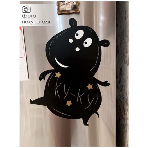 Магнитная меловая доска Doski4you "Бегемот" для рисования на холодильник + мел / детская грифельная черная