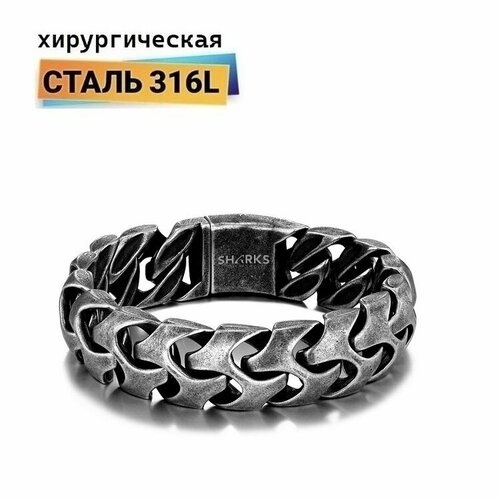 Жесткий браслет Sharks Jewelry, 1 шт., размер 21 см, серый