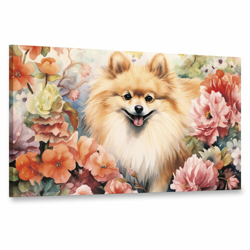 Интерьерная картина 100х60 "Шпиц: собака с аристократической душой"