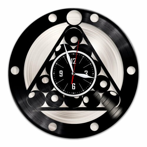 Бильярд - настенные часы из виниловой пластинки (с серебряной подложкой)