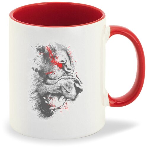 Кружка красная CoolPodarok Животные Тигр с краской красной (пасть)