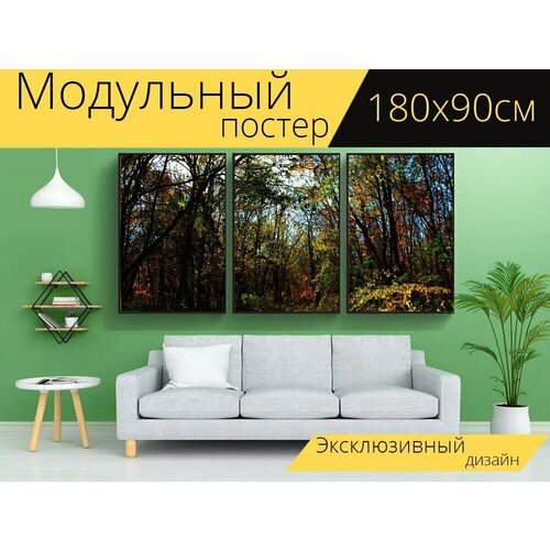 Модульный постер "Природа, лес, деревья" 180 x 90 см. для интерьера